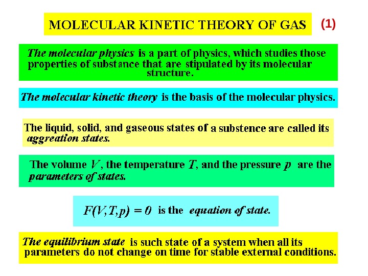 ELEMENTS OF MOLECULAR PHYSICS Molecular Kinetic Theory of