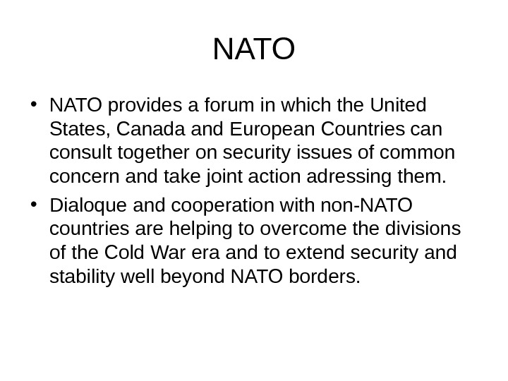NATO’s role in Security According Washington Treaty NATO
