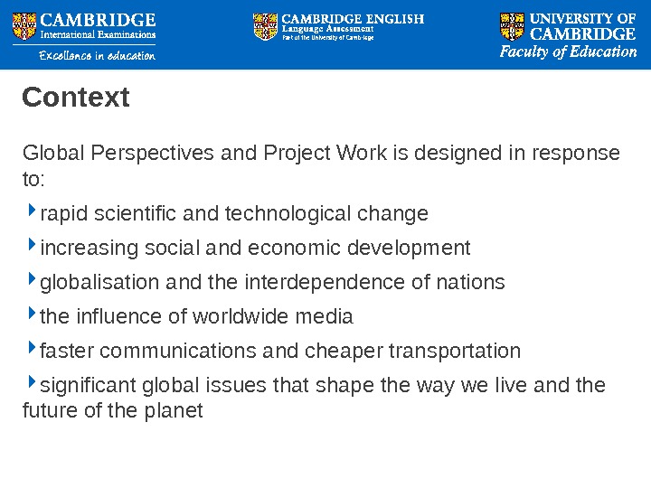Global Perspectives and Project Work Global