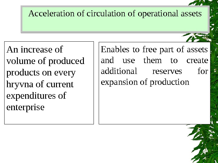OPERATIONAL ASSETS OF ENTERPRISE 1. COMPOSITION