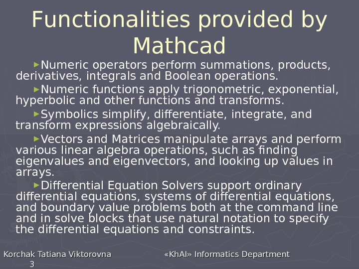 Introduction to Mathcad Theoretical and Practical training Korchak