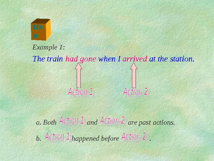 The past perfect tense Look at this sentence.