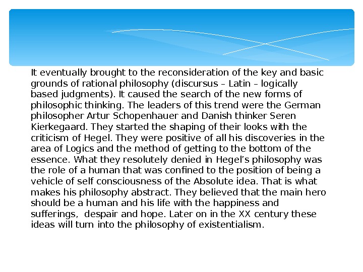 Philosophy – Topic No. 10. Neoclassical Philosophy.