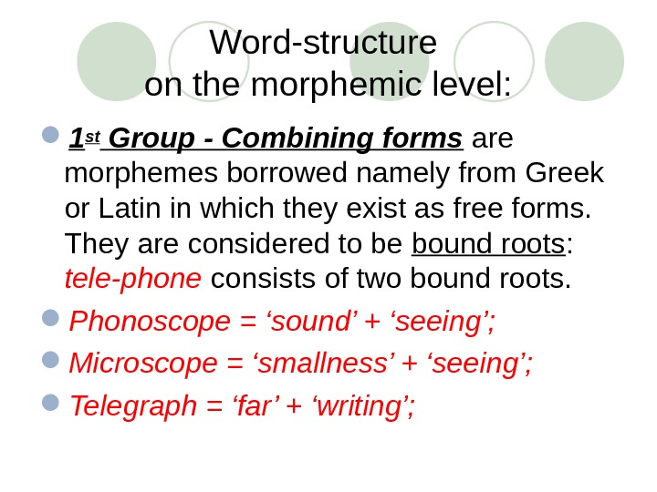 WORD-STRUCTURE Morph e mic Structure o f Words