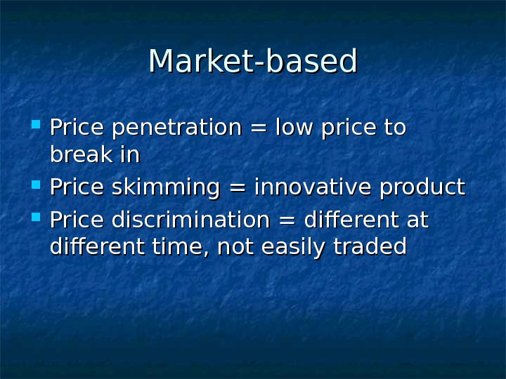 Price Competition based Market based