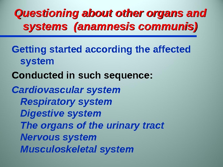 Propedeutics of internal medicine as an introduction to