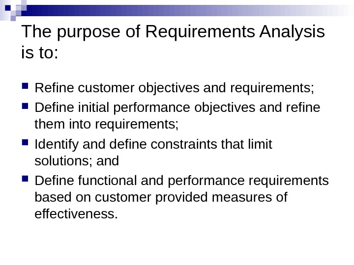 Requirements Analysis The Systems Engineering Process