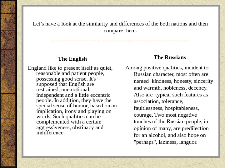 Презентация russian and british character