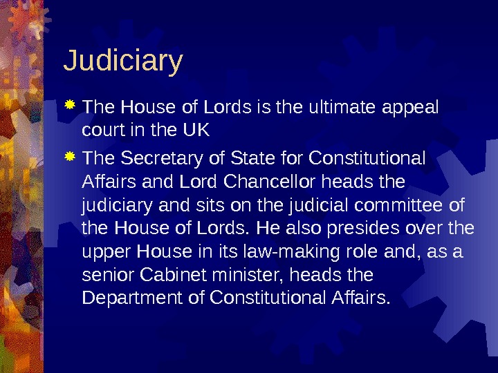 Structure of the Central Government of the UK