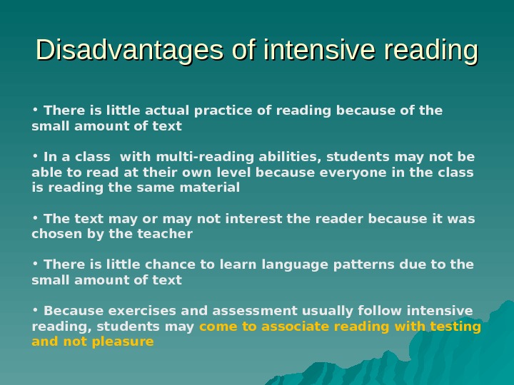 Teaching reading communicatively Types of reading