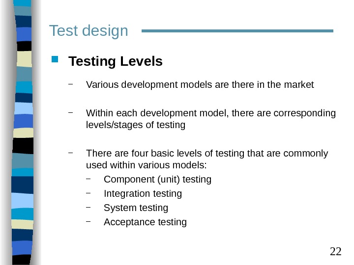 1 Test documentation and Test case design