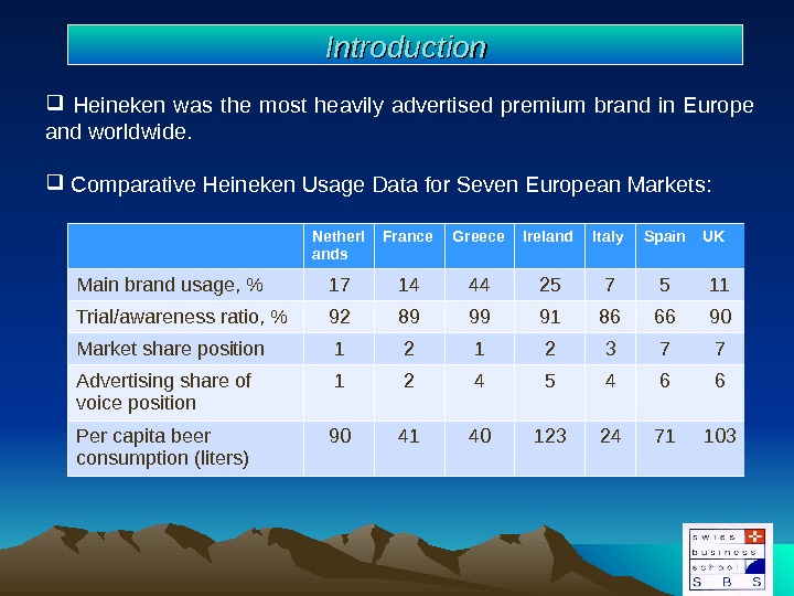 The Analysis Report For the Case “ Heineken