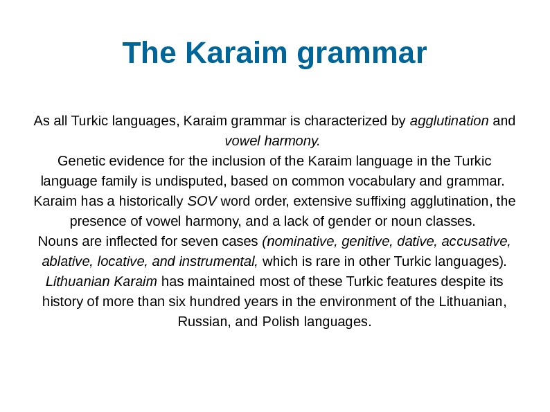 Презентация the karaim language