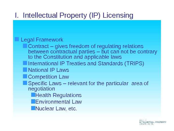TECHNOLOGY TRANSFER AND LICENSING Nuclear Law Course