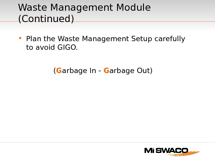 Презентация Waste Management Module