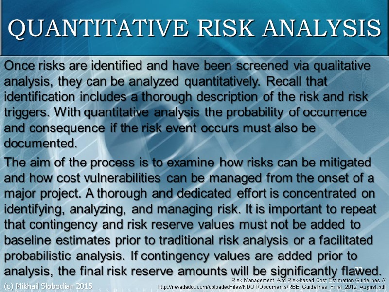 1 RISK MANAGEMENT IN CONSTRUCTION PROJECTS (c) Mikhail