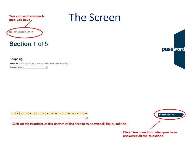 Taking the Password Test Test Overview 12 “Can