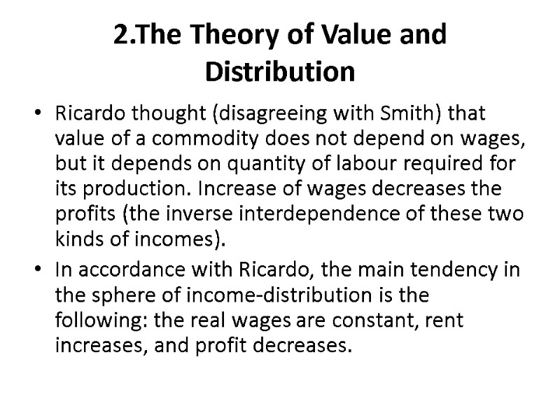 History of Economic Thought Lecture 3 Ricardo`s System
