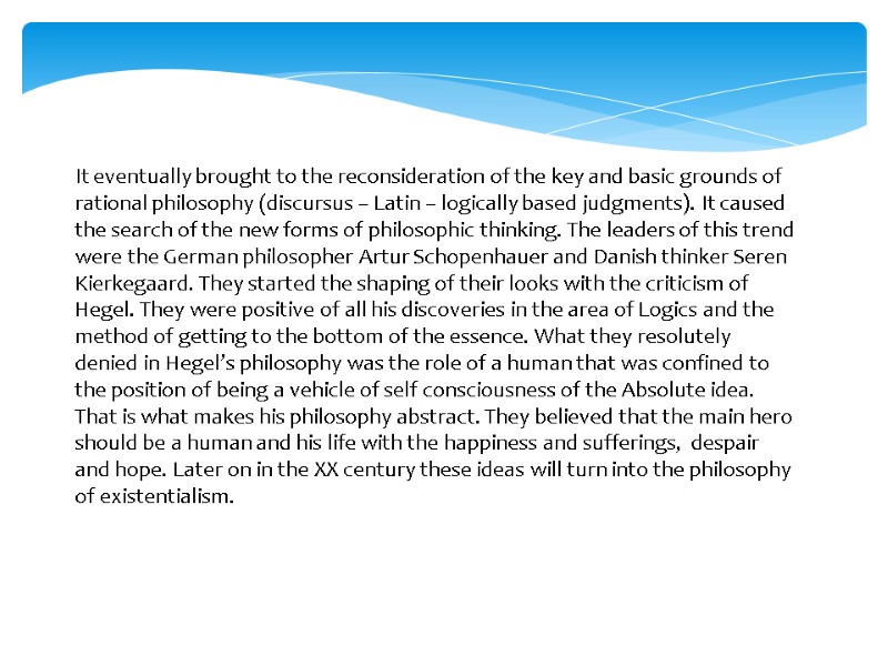 Philosophy – Topic No.10. Neoclassical Philosophy. Irrationalism. As