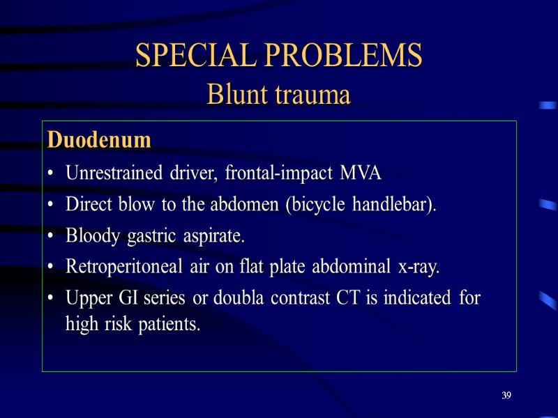 ABDOMINAL TRAUMA Rambam Medical Center Dr Nordkin Dmitri