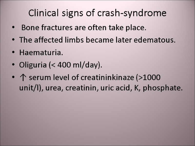 Cranial and spinal trauma. Damage of the thorax: