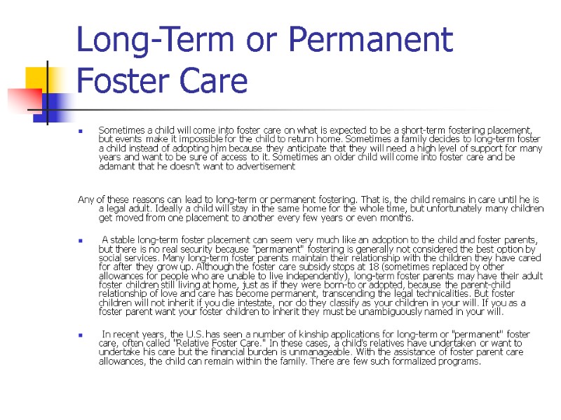 Types of foster families Adult Care Adult care