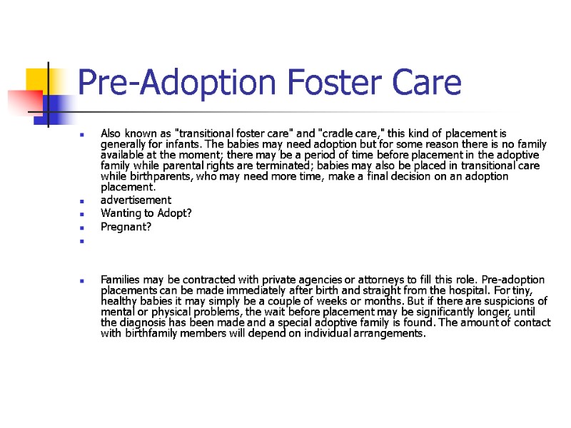 Types of foster families Adult Care Adult care