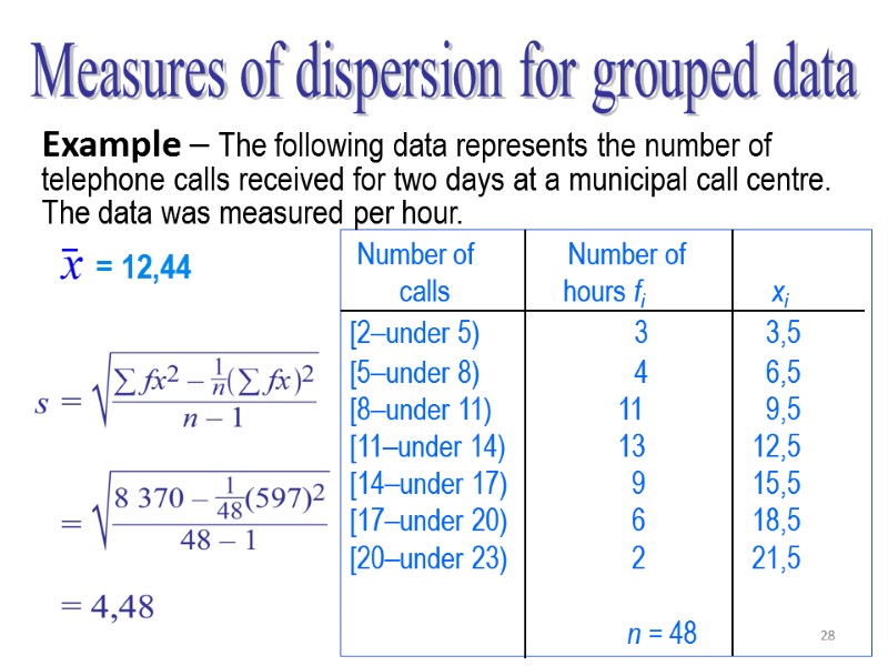 1 Measures of location and dispersion Part 2