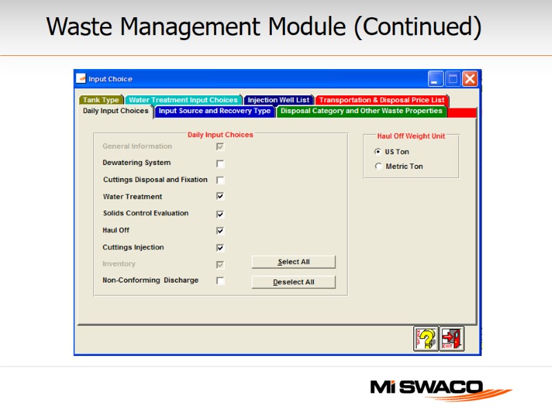 Waste Management Module ONE-TRAX® Version 1.3 ONE-TRAX® v1.3