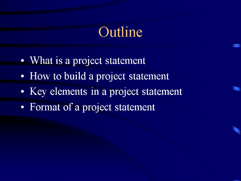 Project Statement John Chandy . Outline What is