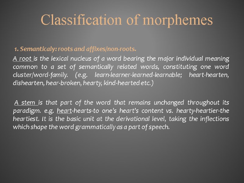 Inner structure of the word composition. Word building.