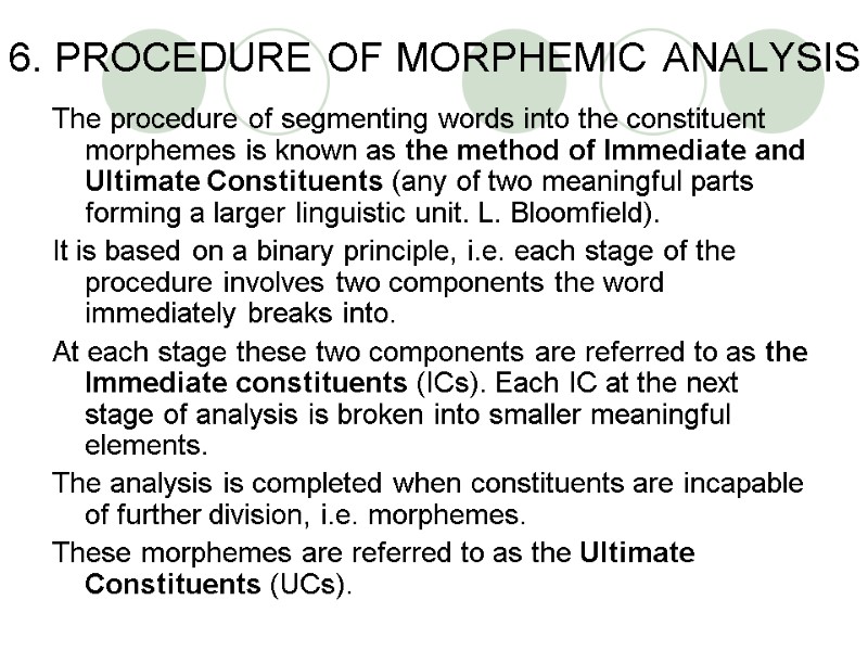 WORD-STRUCTURE Morphemic Structure of Words Lecture 9 1.
