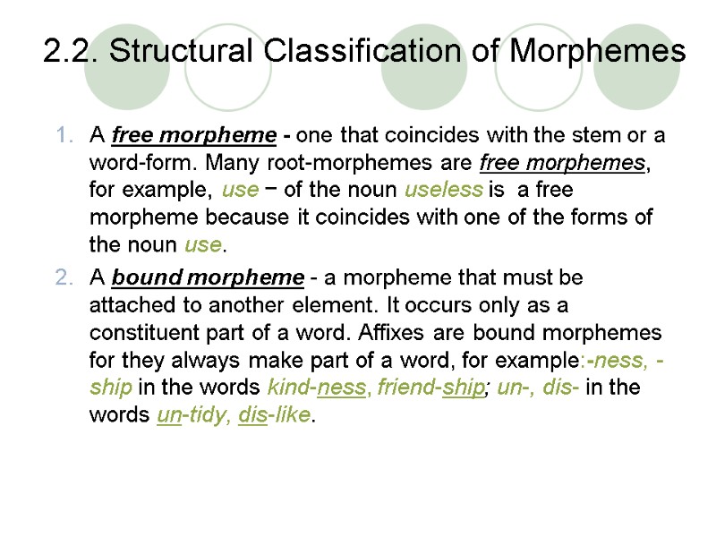 WORD-STRUCTURE Morphemic Structure of Words Lecture 9 1.