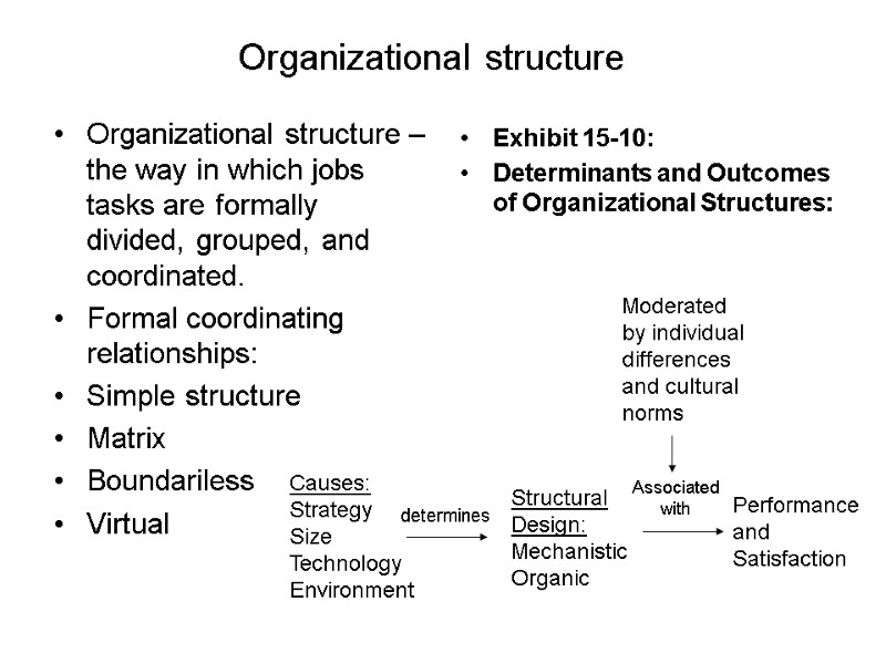 W11.1 Organizational Structures and Dynamics Some important organizational