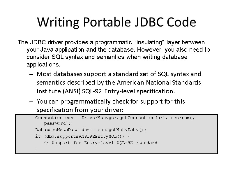 Lesson 13 Building Database Applications With Jdbc Objectives