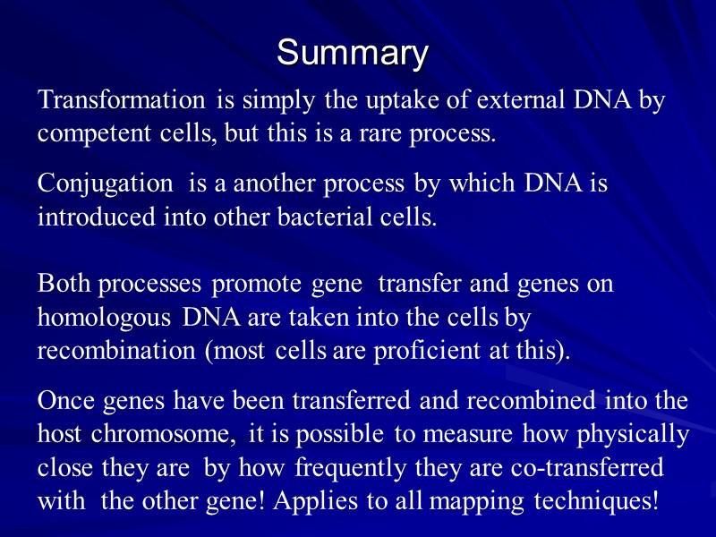 Gene Exchange/Gene Mapping Techniques in Bacteria Transformation