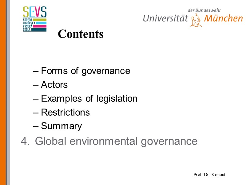 Environmental Governance in Europe Contents International Political Economy