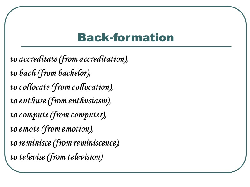 MODERN ENGLISH LEXICOLOGY Word-Formation in Modern English Problems