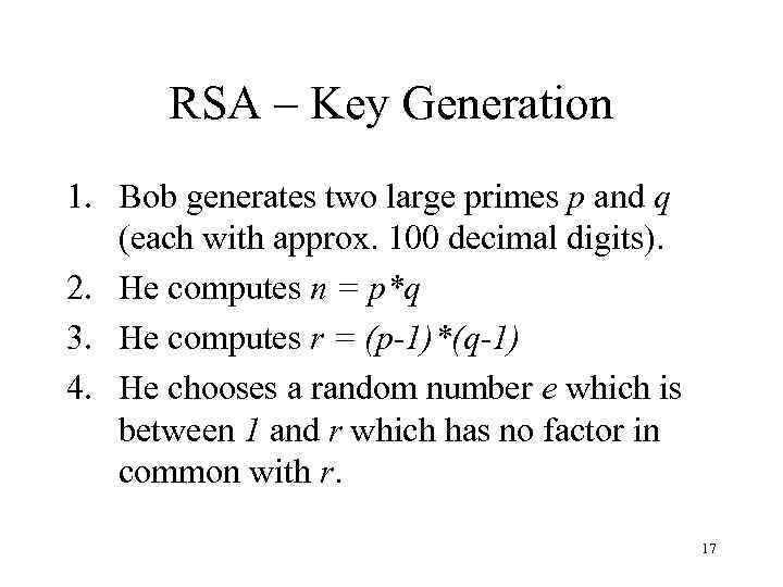 RSA 1 Prime Numbers An integer