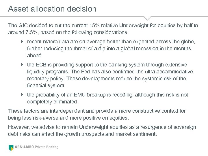 global investment committee decision Research Strategy 2