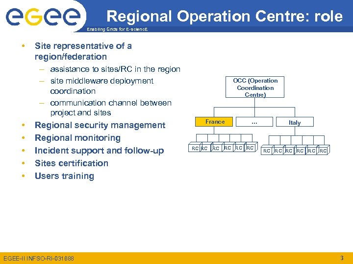 Enabling Grids for E-scienc E EGEE Operational Procedures