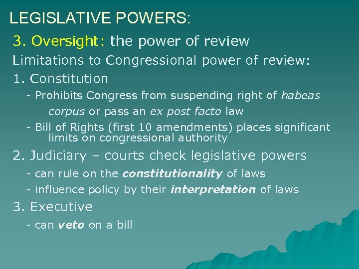 CHAPTER 6 THE LEGISLATURE Text Cubbage et al