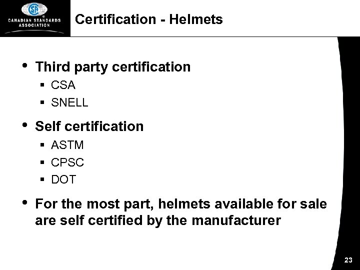 Helmets Standards Certification and Regulations Ian Brodie