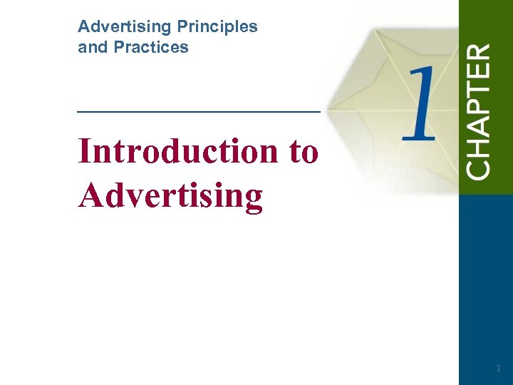 Advertising Principles and Practices Introduction to Advertising 1