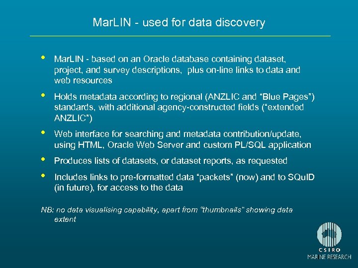 On-line biological data concepts at CSIRO Marine Research