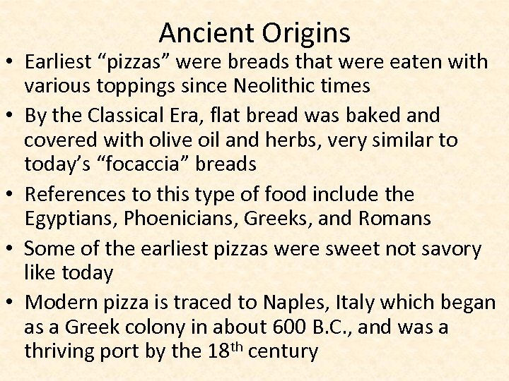 Pizza A Story of Immigration Ancient Origins