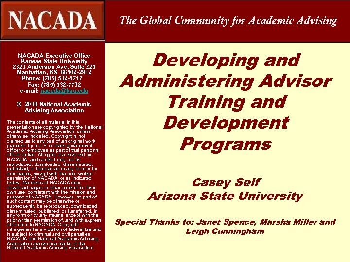 The Global Community for Academic Advising NACADA Executive