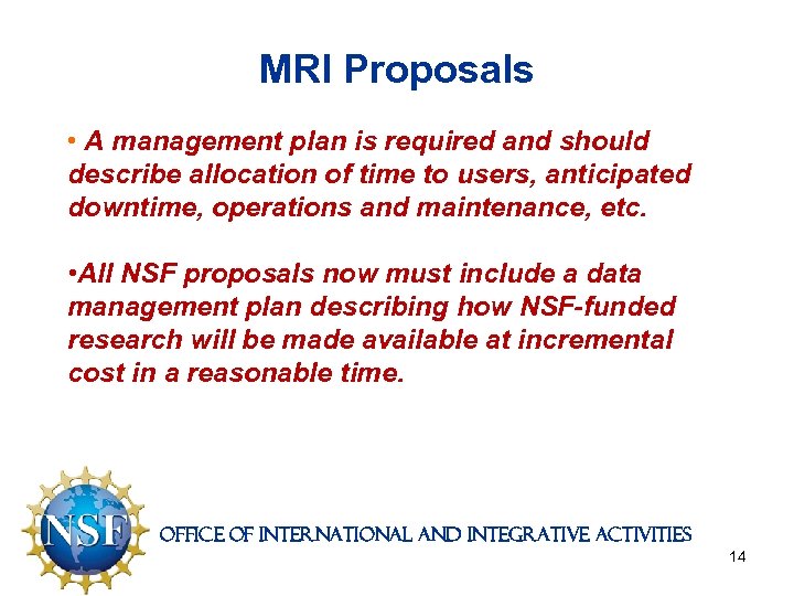 National Science Foundation MAJOR RESEARCH INSTRUMENTATION MRI Bowie