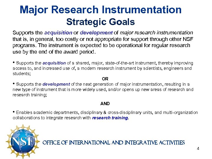 National Science Foundation MAJOR RESEARCH INSTRUMENTATION MRI Bowie