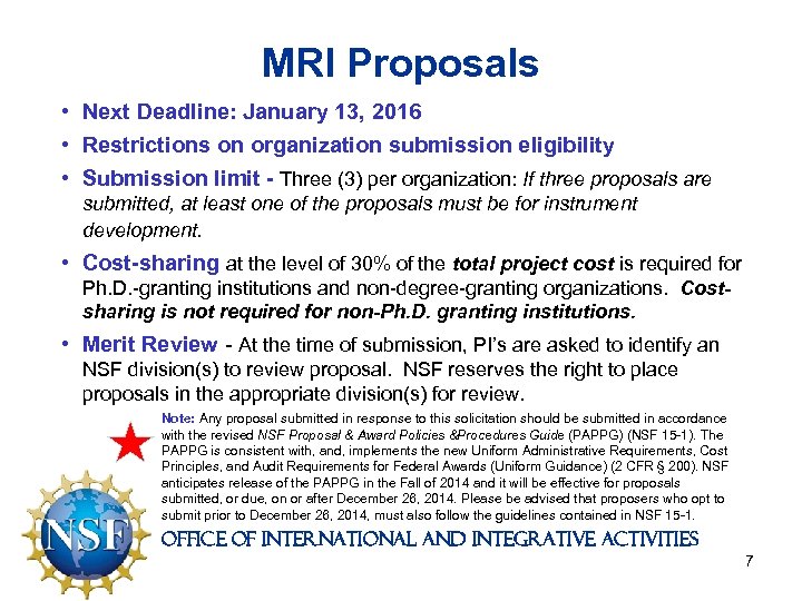 National Science Foundation MAJOR RESEARCH INSTRUMENTATION MRI Bowie